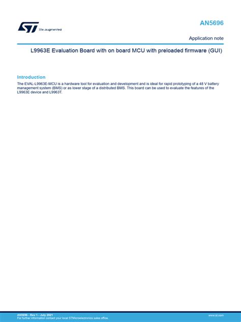 An5696 L9963e Evaluation Board With On Board Mcu With Preloaded Firmware Gui Stmicroelectronics