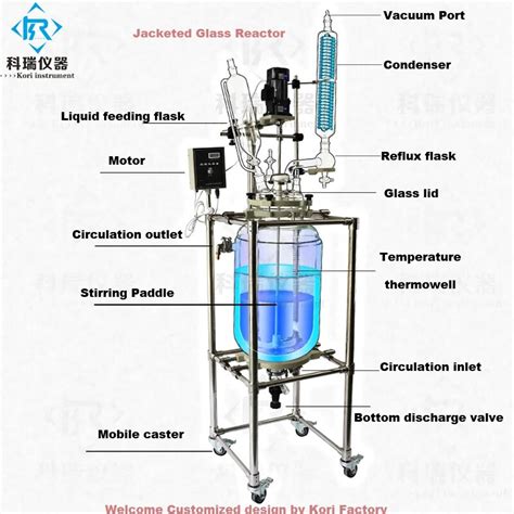 Chemical Lab Scale Stainless Steel Jacketed Reactor Reaction Vessel Tank 1l 2l 3l 5l 10l 20l 30l