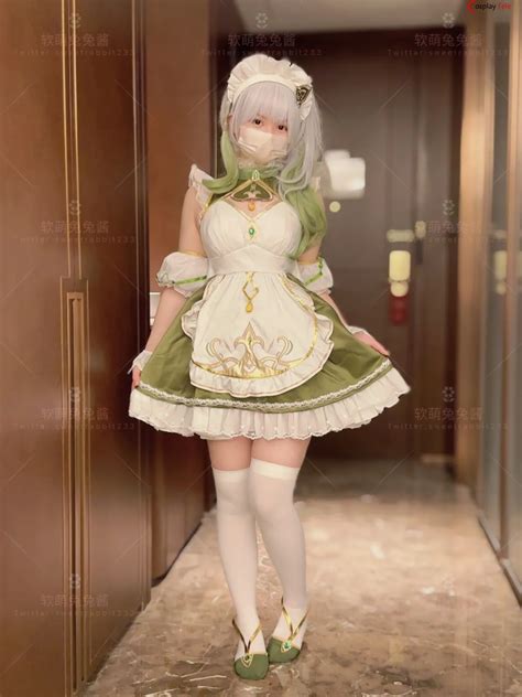 软萌兔兔酱 Sweetrabbit233 Cosplay Little Grass God Maid Nahida Genshin