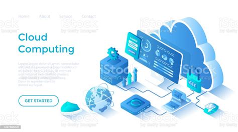 클라우드 컴퓨팅 데이터 스토리지 데이터베이스 시스템 클라우드 스토리지 서버 데이터 백업 및 교환 안전한 통신 프로세스 아이소메트릭 그림입니다 흰색 배경에 웹을 위한 랜딩