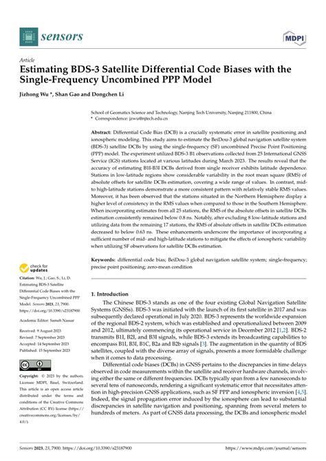 Pdf Estimating Bds 3 Satellite Differential Code Biases With The