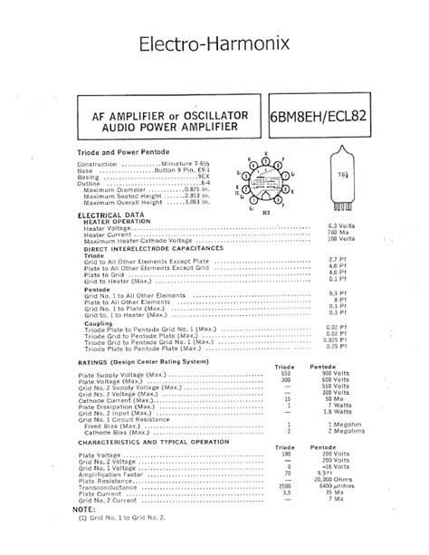 Ecl82 Datasheet Pdf Af Amplifier Electro Harmonix