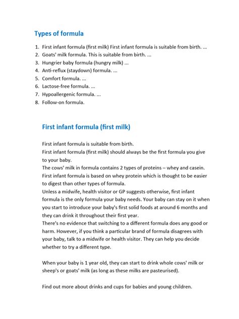 Types Of Formula Pdf Infant Formula Milk