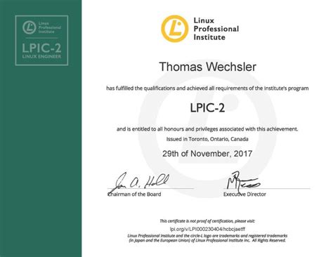 Tom Wechsler On Linkedin Today Passed Linux Professional Institute