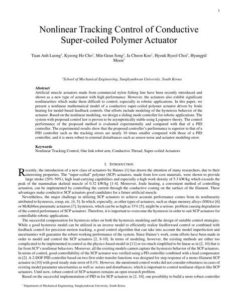 Pdf Nonlinear Tracking Control Of A Conductive Supercoiled Polymer
