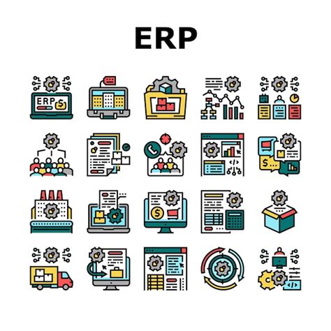 Premium Vector Erp Enterprise Resource Planning Icons Set Vector