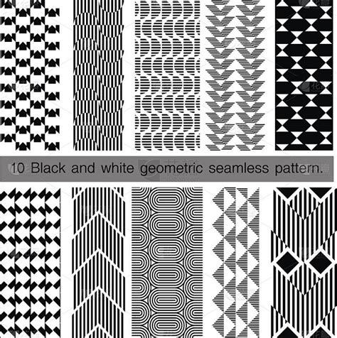 收藏黑白几何无缝图案。