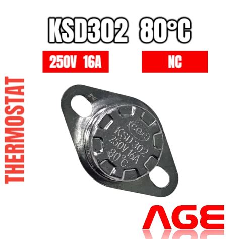 Ksd302 เทอร์โมสตัท 250v 16a 80°c Nc Typeksd302 Thermostat Agebkk จำหน่ายและนำเข้า Arduino