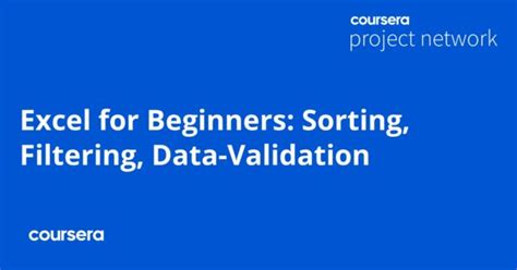 Excel For Beginners Sorting Filtering Data Validation Coursya