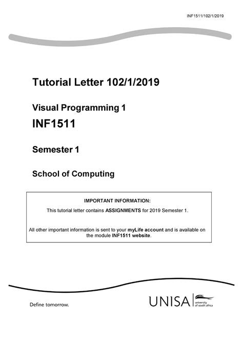 2019 Inf1511 Tutorial Letter Warning Tt Undefined Function 32 Warning Tt Undefined