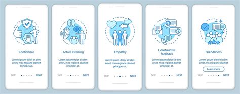 Premium Vector Employee Soft Qualities Onboarding Mobile App Page