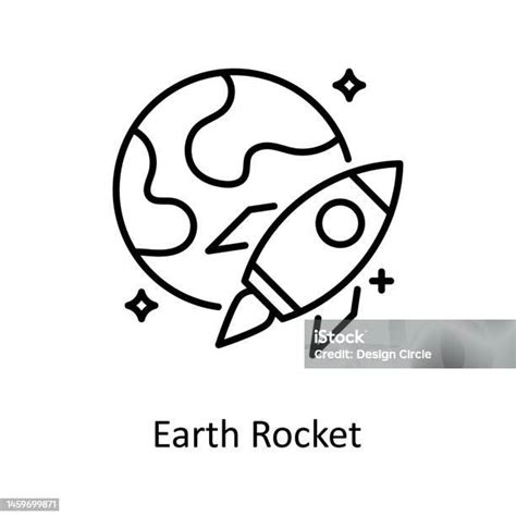 지구 로켓 벡터 개요 아이콘 디자인 그림입니다 흰색 배경에 공백 기호 Eps 10 파일 과학에 대한 스톡 벡터 아트 및 기타 이미지 과학 궤도 로켓 Istock