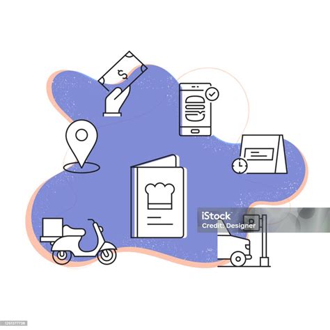 레스토랑 음식 및 음료 관련 현대 라인 스타일 벡터 일러스트레이션 건강한 식생활에 대한 스톡 벡터 아트 및 기타 이미지 건강한 식생활 그릇 디자인 요소 Istock