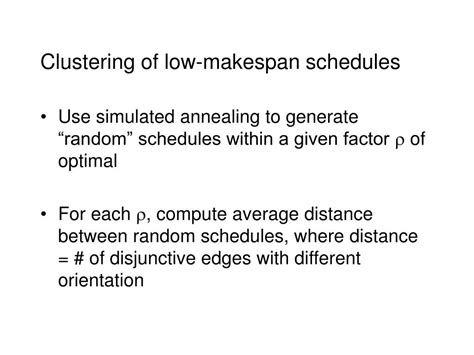Ppt Characterizing The Distribution Of Low Makespan Schedules In The Job Shop Scheduling