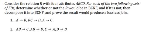 solved consider the relation r with four attributes abcd