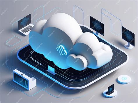 Cloud Computing Technology Concept 3d Rendering Cloud Rendering Premium Ai Generated Vector