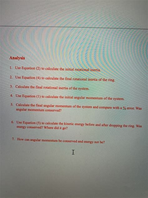 Solved Conservation Of Angular Momentum Lab Worksheet Chegg