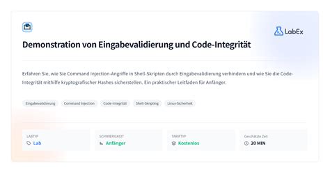 Demonstration Von Eingabevalidierung Und Code Integrität Labex