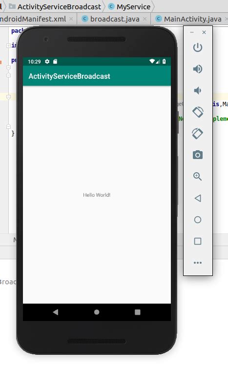 Hello World In Android Studio Using Activityservice