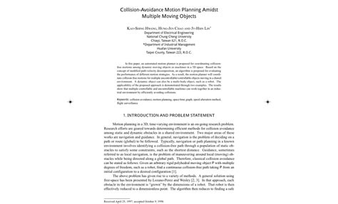 Pdf Collision Avoidance Motion Planning Amidst Multiple Moving Objects