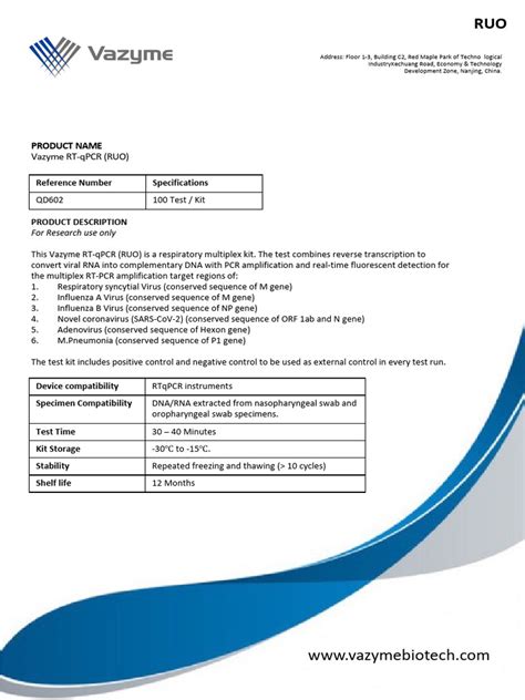 Vazyme Rt Qpcr Respiratory Kit Pdf