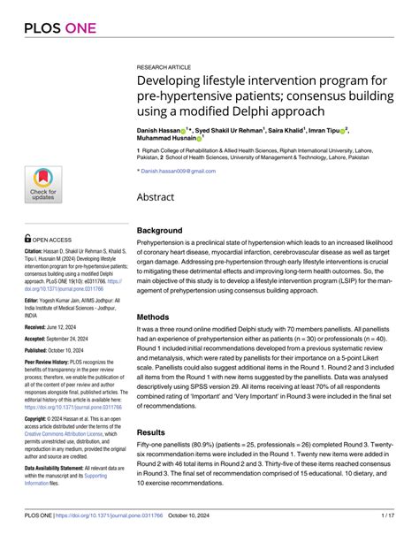 Pdf Developing Lifestyle Intervention Program For Pre Hypertensive