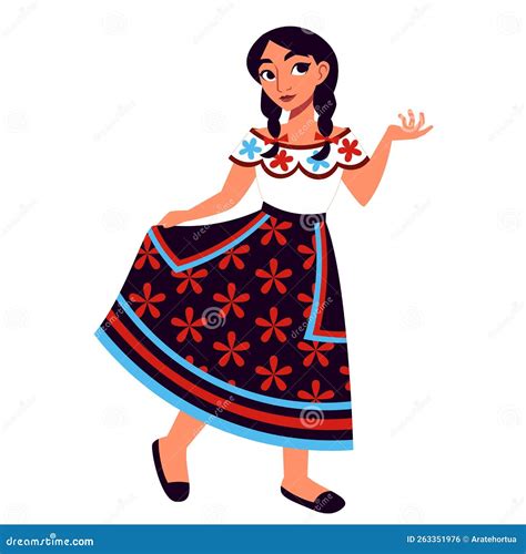Vector Cute Cartoon Colombian Girl Illustration Isolated Stock Vector Illustration Of Woman