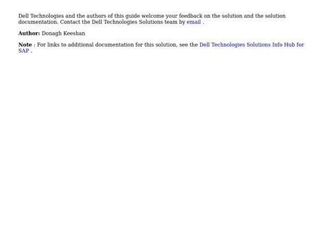 We Value Your Feedback Dell Validated Solution For Sap Hana Tdi
