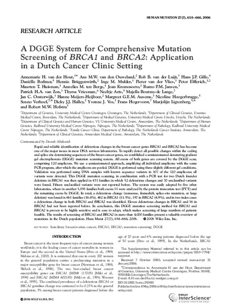 Pdf A Dgge System For Comprehensive Mutation Screening Of Brca1 And Brca2 Application In A