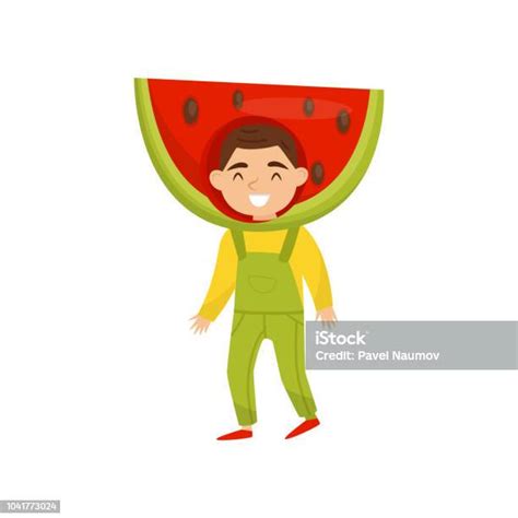 수 박의 형태로 모자에 재미 있는 유치원 보 귀여운 과일 의상 어린이입니다 유치원 테마입니다 평면 벡터 디자인 과일에 대한 스톡 벡터 아트 및 기타 이미지 Istock