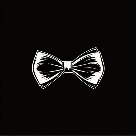 A Simple White Bowtie Illustration On A Black Background Premium Ai