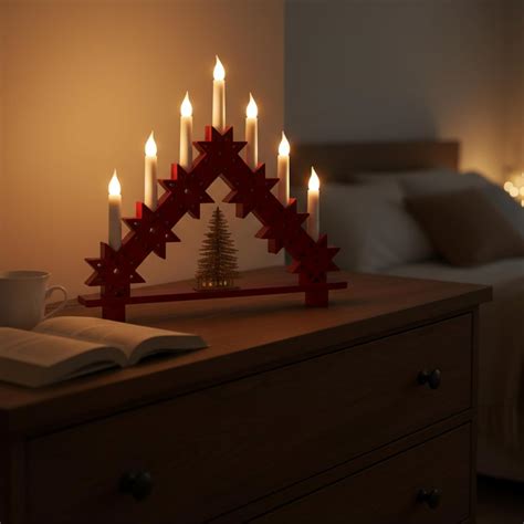 Kaynur Wooden Led Candle Bridge With White Warm Lights 7 Light Arched