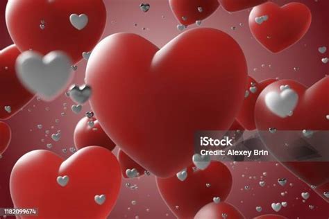 피사계 심도 및 반사가 있는 3d 렌더링된 하트 모양으로 만들어진 낭만적인 배경 3차원 형태에 대한 스톡 사진 및 기타 이미지 3차원 형태 개념 공휴일 Istock