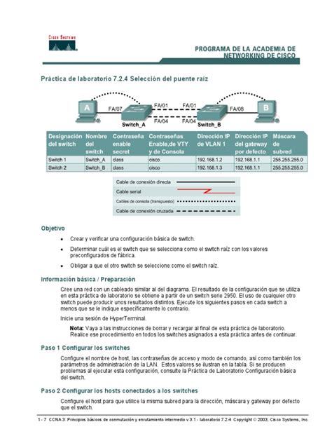 Ccna3 Lab 7 2 4 Es Lab1 Mod 7 Pdf