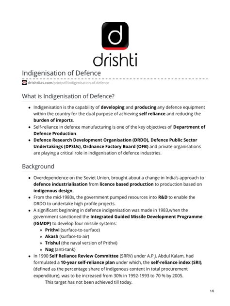 Indigenisation Of Defence Pdf