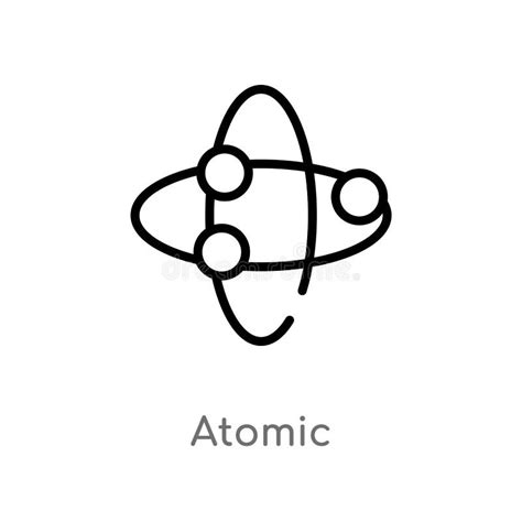 Outline Atomic Vector Icon Isolated Black Simple Line Element Illustration From Chemistry