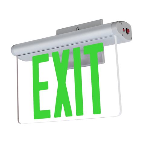 Lfi Lights Edge Lit Green Exit Sign Modern Brushed Aluminum Housing