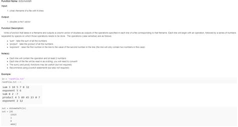 Solved Function Name Dosomemath Input 1 Char Filename