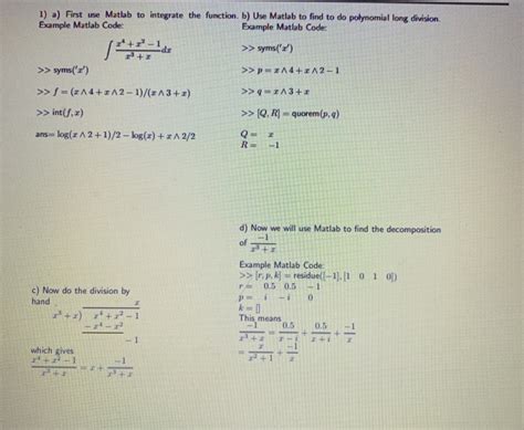 Solved 1 A First Use Matlab To Integrate The Function B