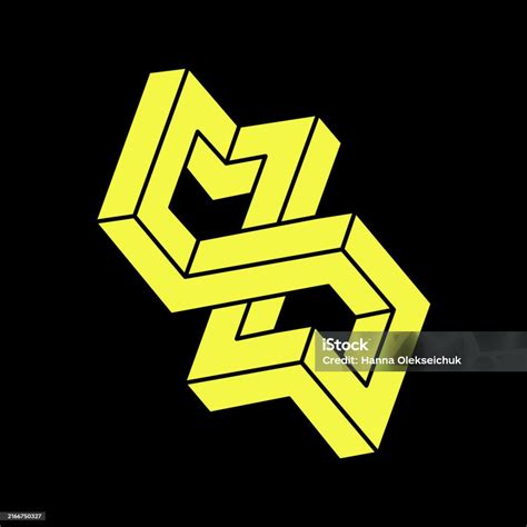 Optical Illusion Figure Impossible Objects Line Geometric Shapes Escher Style Stock Illustration