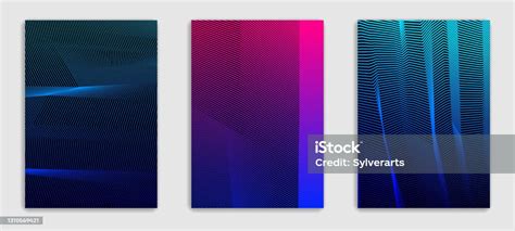 선형 벡터 최소한의 트렌디 한 브로셔 세트 디자인 커버 템플릿 기하학적 하프톤 그라데이션 배너 플래카드 포스터 전단지용 아름답고