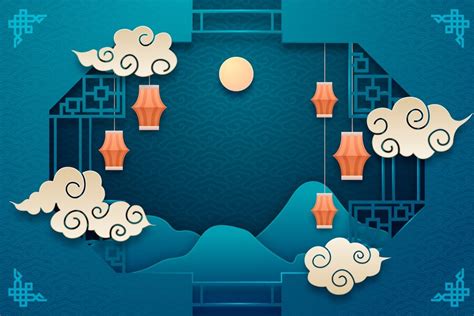 중국 중추절 축하 종이 스타일 배경 무료 벡터