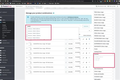 Back Office Product Page Combinations Not All Attributes Are