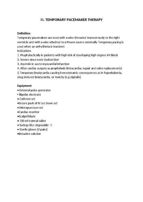 Temporary Pacemaker Iii Temporary Pacemaker Therapy Definition Temporary Pacemakers Are Used