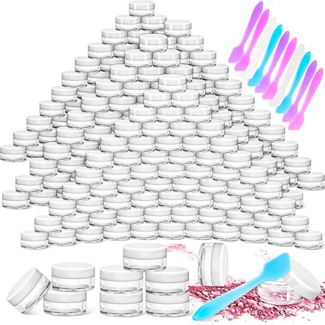 Motbach 100 Pcs 5g Empty Plastic Containers With White Lids