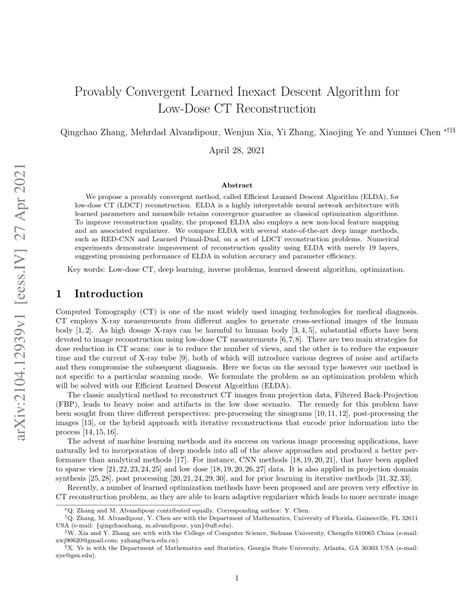 Pdf Provably Convergent Learned Inexact Descent Algorithm For Low Dose Ct Reconstruction