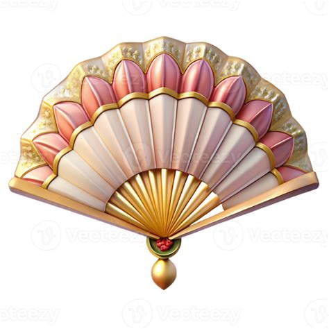 Glorious Standout Photorealistic Professional Render Of A Single Art Nouveau Fan Silk And