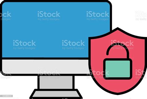 암호화된 전송 벡터 색상 아이콘 개념 데이터 센터 및 웹 호스팅 기호 보호된 컴퓨터 데이터 개념 Gdpr 또는 피보험자 컴퓨터 스톡 일러스트레이션 Led 조명에 대한 스톡