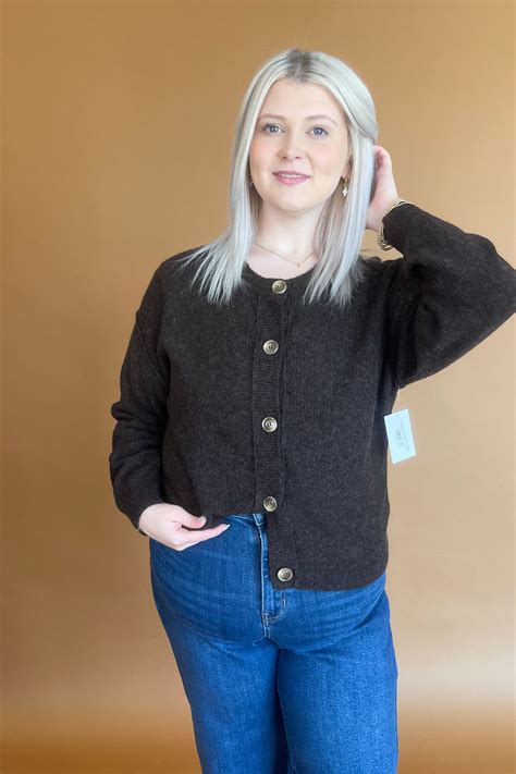 Caroline Cardigan In Brown Luna Boutique