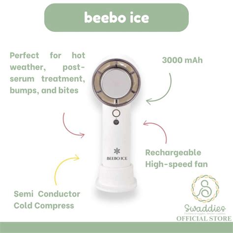 Beebo Ice Cold Compress Rechargeable Handheld Fan With Lanyard Shopee